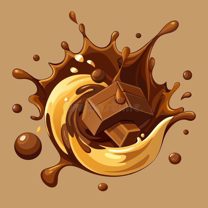 Realistic chocolate splash stock vector. Illustration of splash - 343601866