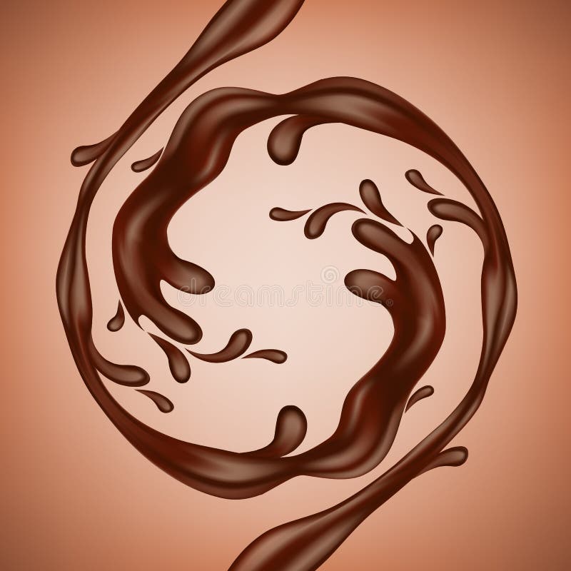 Realistic Chocolate Splashes Flowing in a Circle Stock Vector ...