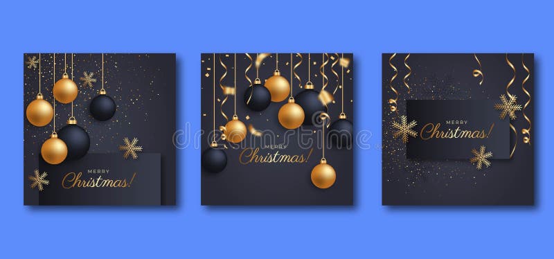 Realistic Christmas Cards Collection Vector Design Illustration Stock ...