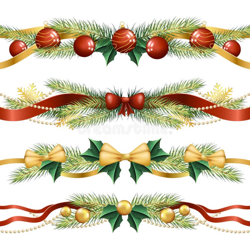 Realistic Christmas Frames Borders Vector Design Illustration Stock ...