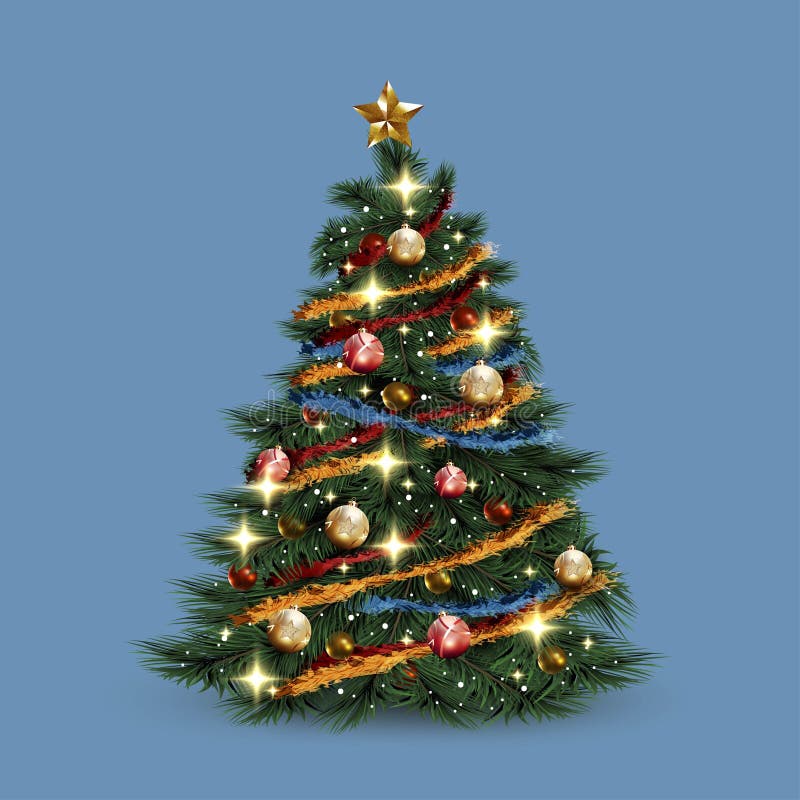 Realistic Christmas Tree Concept Vector Design Illustration Stock ...