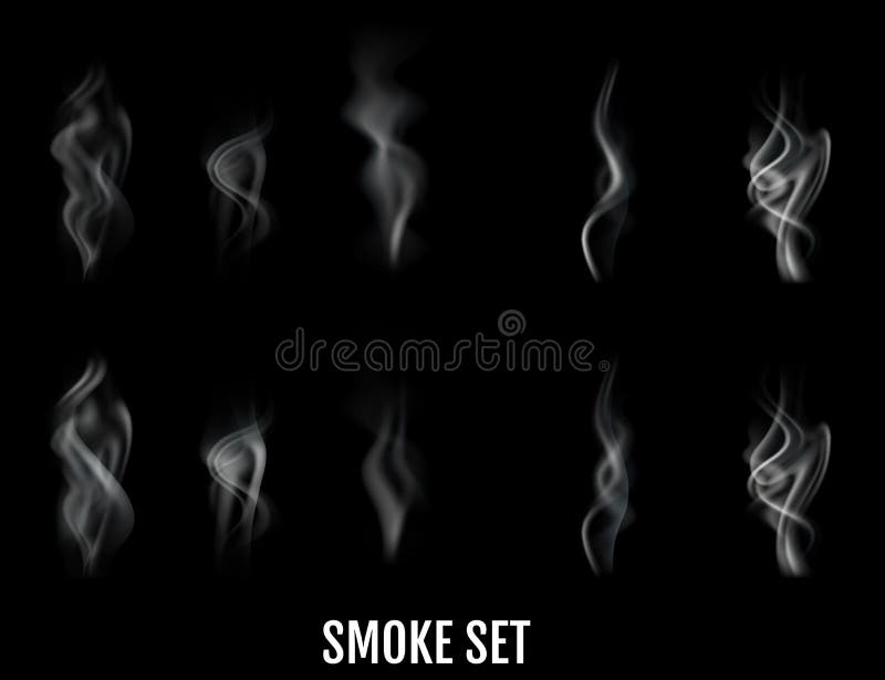 Realistic Cigarette Smoke Waves. Vector. Stock Vector - Illustration of ...