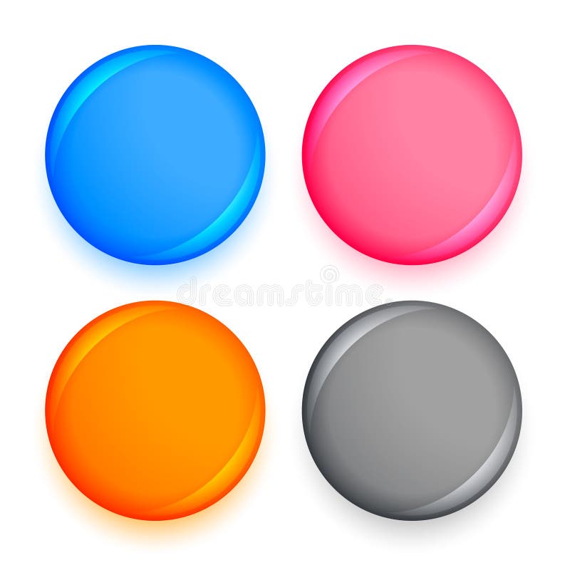 Realistic Circle Buttons in Four Colors Stock Vector - Illustration of ...