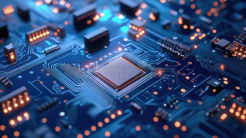 Realistic Circuit Board Blue Stock Illustration - Illustration of ...