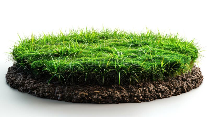 Realistic Circular Patch of Grass on the Ground on a White Background ...