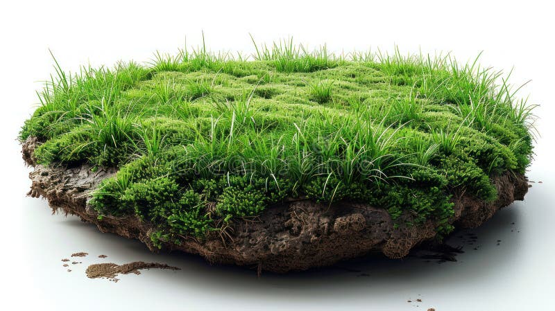 Realistic Circular Patch of Grass on the Ground on a White Background ...