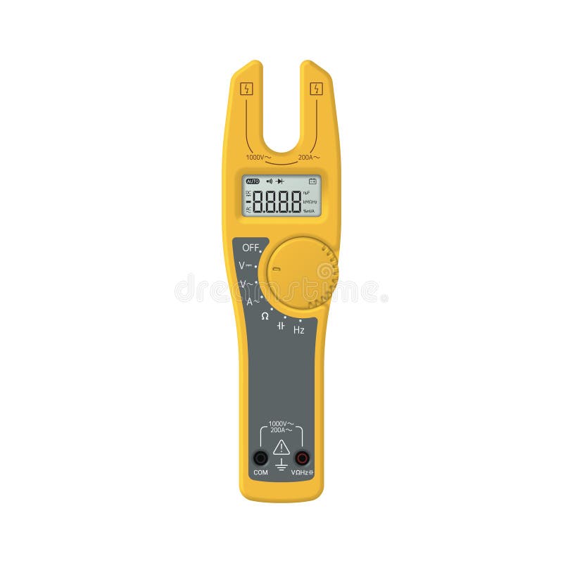 Realistic Clamp Meter on White Background. Stock Vector - Illustration ...