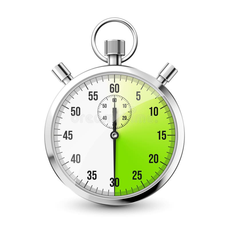 Realistic Classic Stopwatch Icon Shiny Metal Chronometer Time Counter