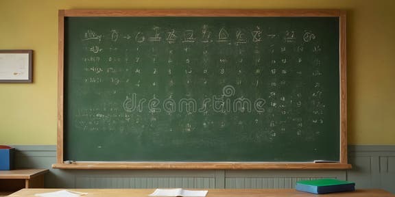 Realistic Classroom Math Banner with Blackboard and Geometry Tools ...