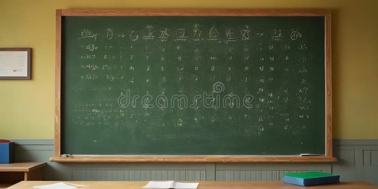 Realistic Classroom Math Banner with Blackboard and Geometry Tools ...