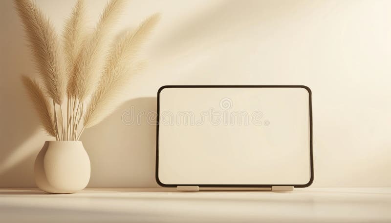 Realistic Clay Tablet Mockup with Blank Screen Placed on White Surface ...