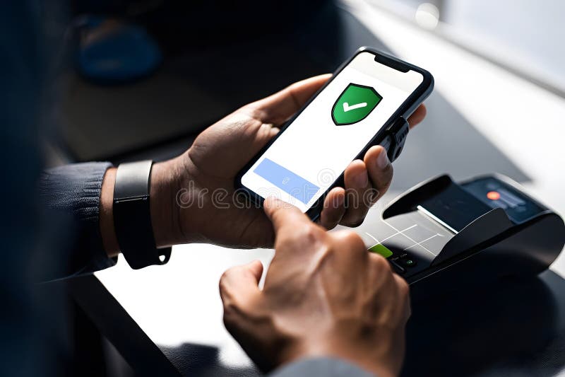 User Confirms Mobile Payment on Smartphone with a Completed Transaction ...