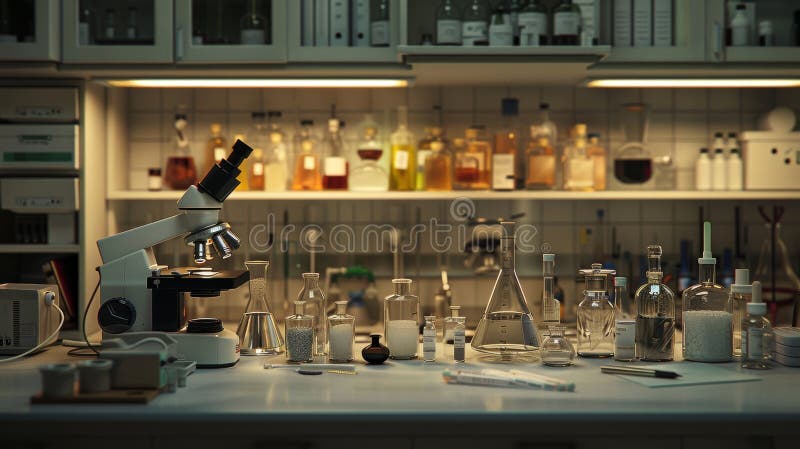 Realistic Clinical Laboratory Background with Advanced Equipment and ...