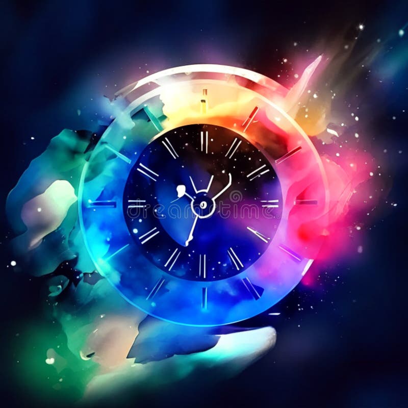 Realistic Clock on Abstract Colorful Background. 3d Vector Illustration ...