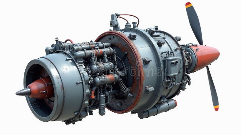 Realistic Close-up of an Isolated Aircraft Engine with Propeller Stock ...