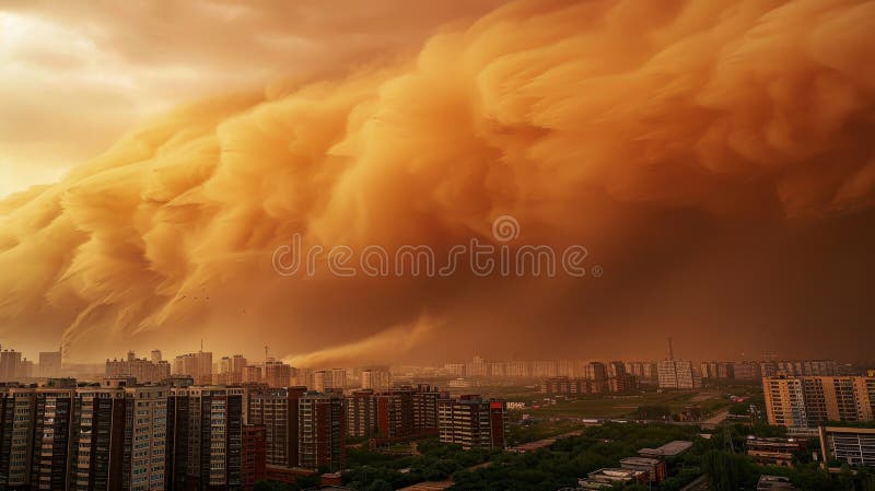 Realistic Close Up Photo Capturing Urban Sandstorm, a Devastating ...