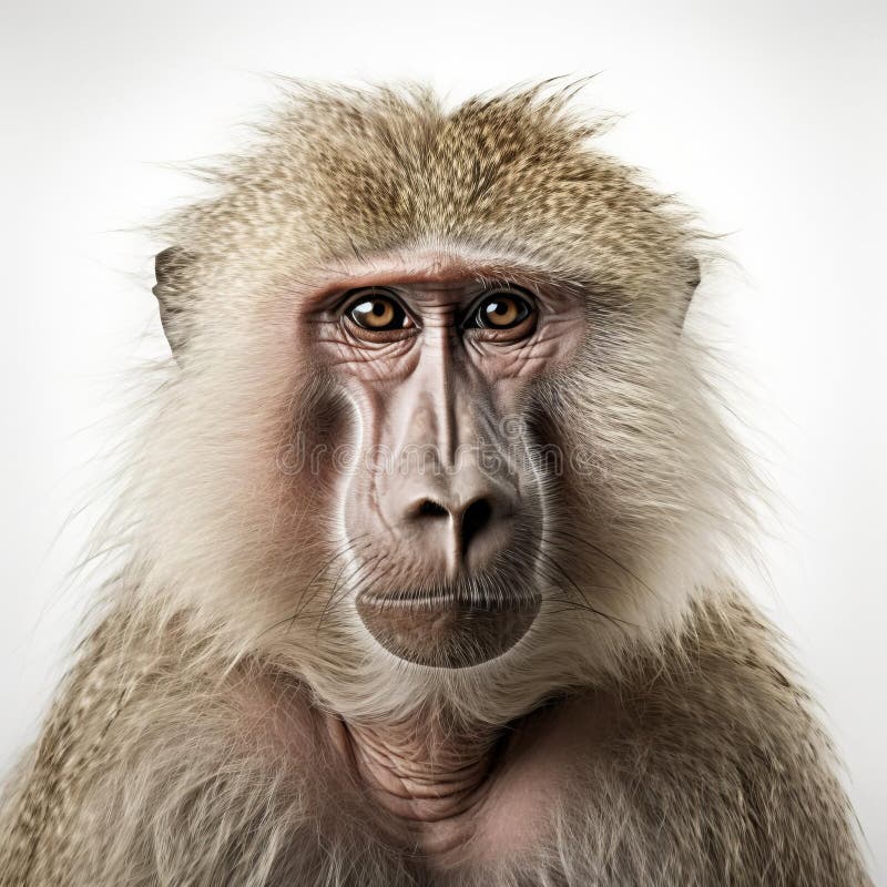 Realistic Close-up Portrait of a Curious Monkey Face Stock Illustration ...