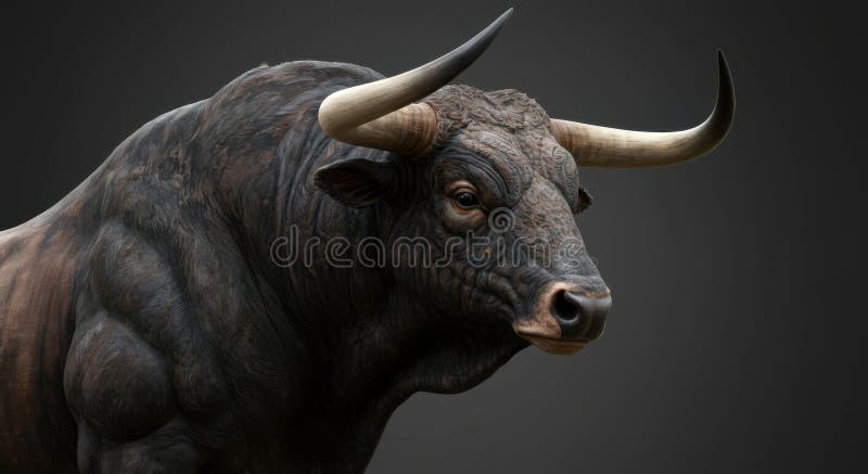 Realistic Close-up of a Powerful Bull Showcasing Muscular Features ...