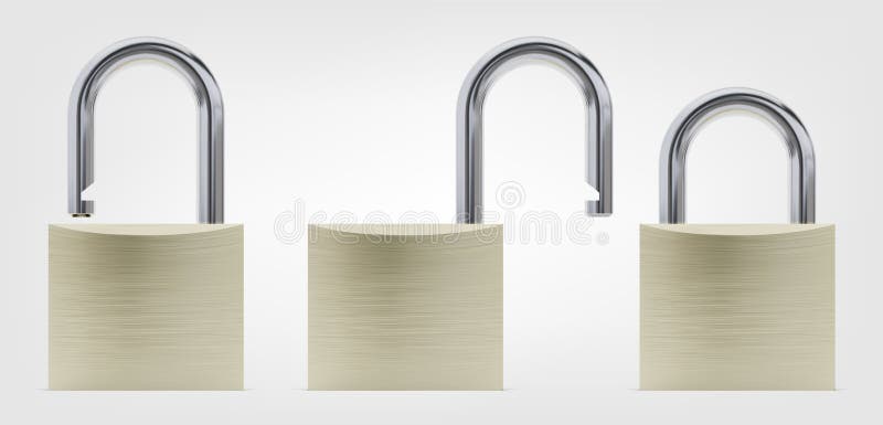 Realistic Closed and Opened Brass Padlock, Front View Stock Vector ...