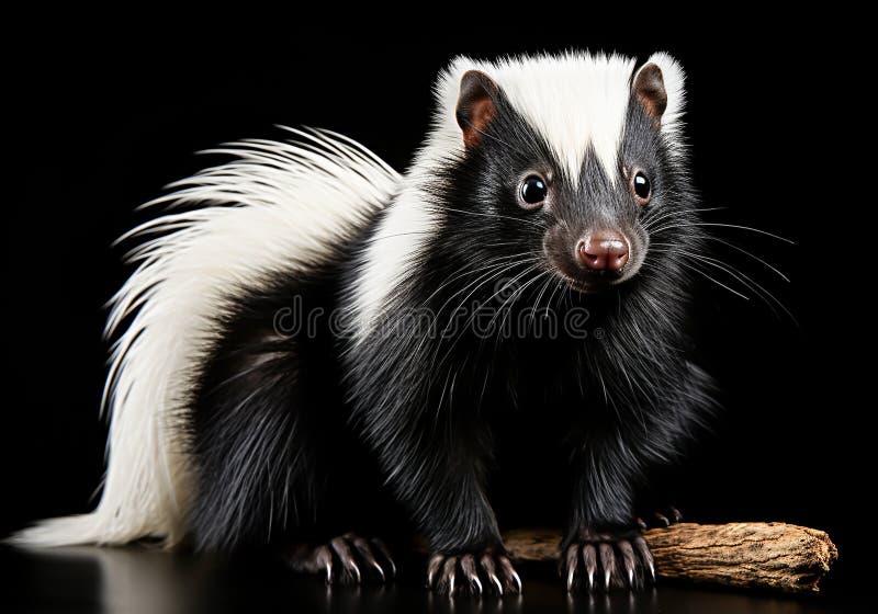 Realistic Closeup Portrait of a Skunk on Dark Background. AI Generated ...