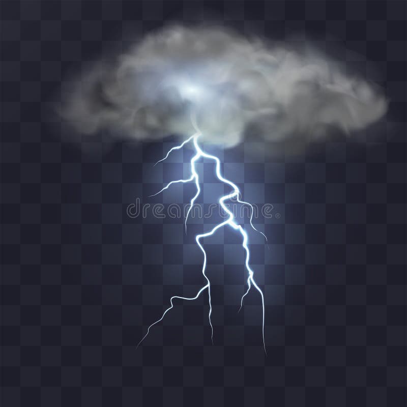 Realistic Cloud with Electric Lightning with Glow Effect. Thunderstorm ...