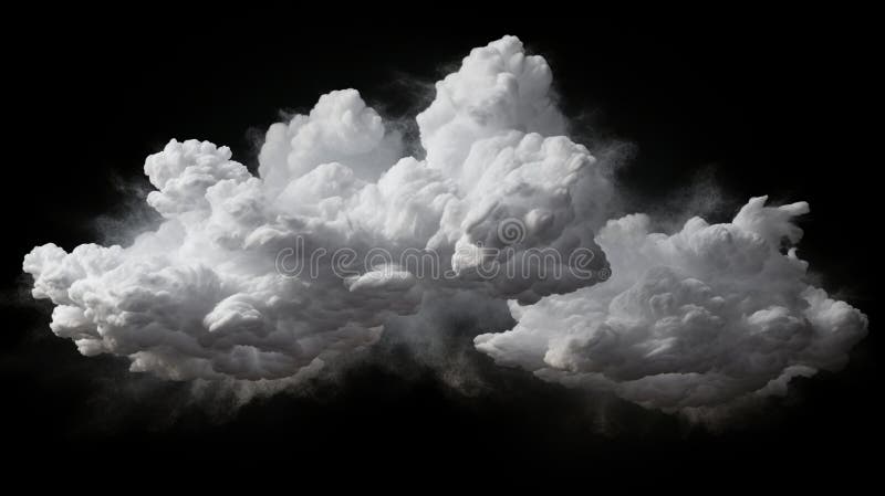 Realistic Cloud Formation Isolated on Black Background, AI Generative ...