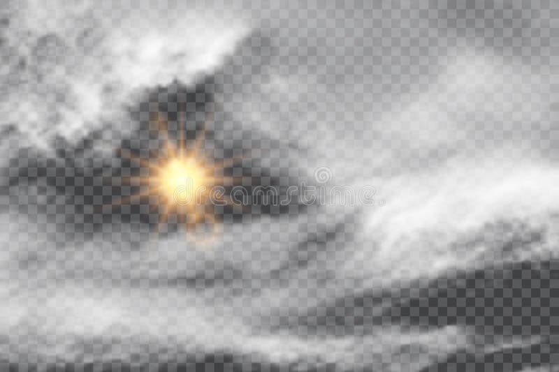 Realistic Clouds and Sun Effect on Transparent Background Stock Vector ...