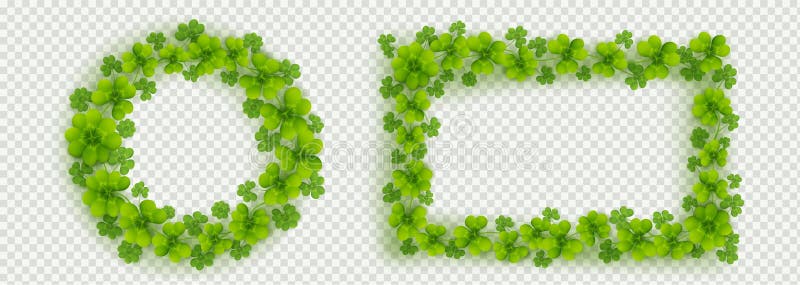 Realistic Clover Frames Set on Transparent Stock Vector - Illustration ...