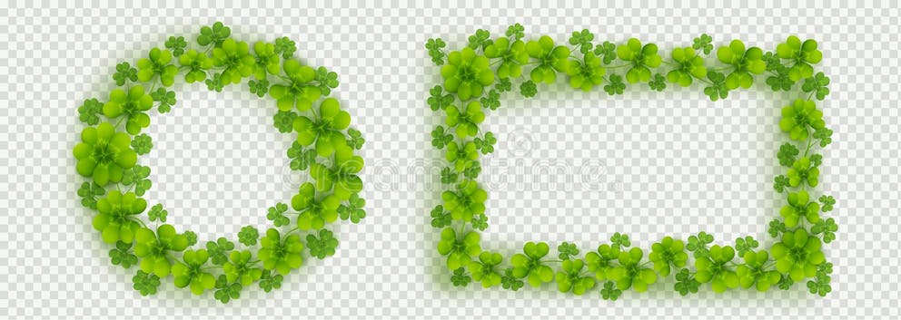 Realistic Clover Frames Set on Transparent Stock Vector - Illustration ...