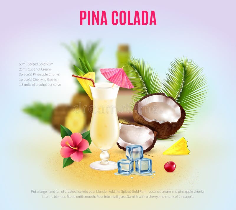 Realistic Cocktails Composition Stock Vector - Illustration of fruit ...