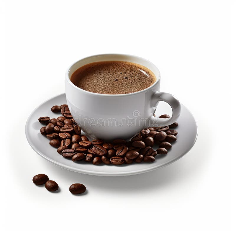 Realistic Coffee Cup and Beans on Plate: Hyper-detailed Renderings ...