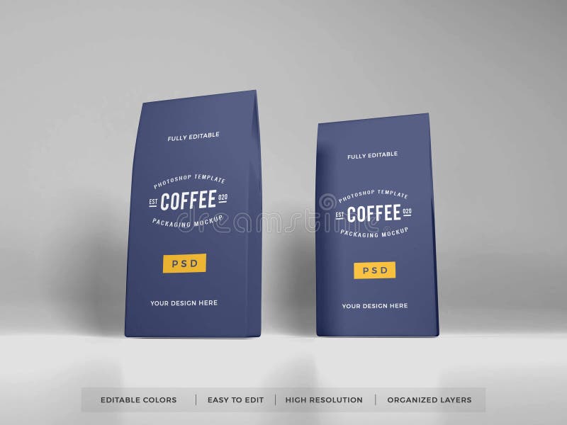 Realistic Coffee Packaging 3D Illustration Mockup Scene Stock ...