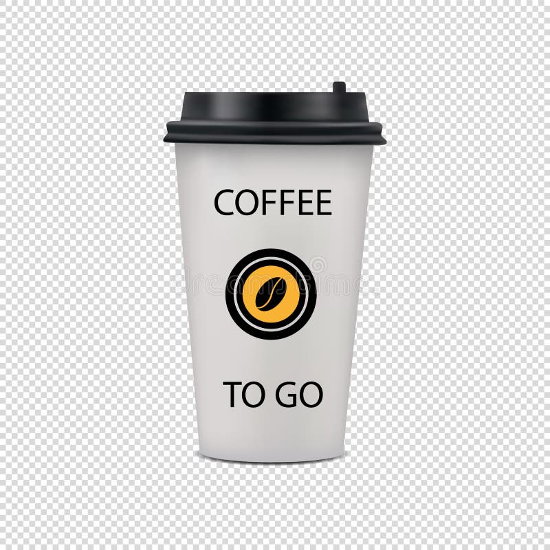 Realistic Coffee Paper Cup with Lid and Logo - Vector Illustration ...