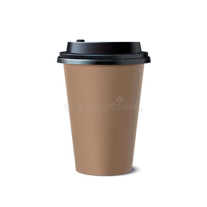 Realistic Coffee Paper Cup Mockup on White Background. Vector Stock ...