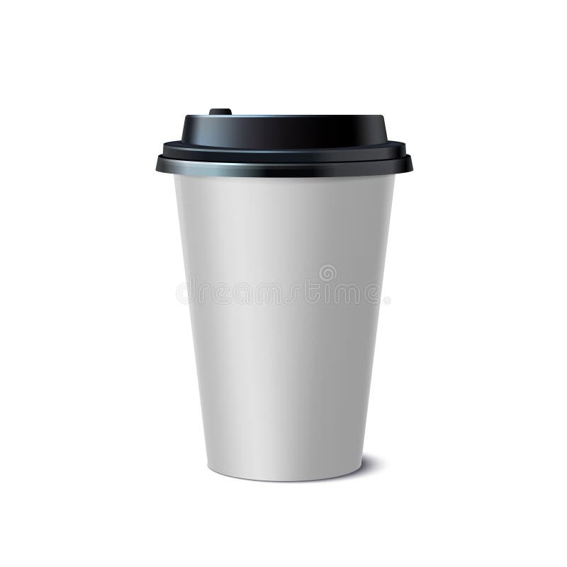 Realistic Coffee Paper Cup Mockup on White Background. Vector Stock ...