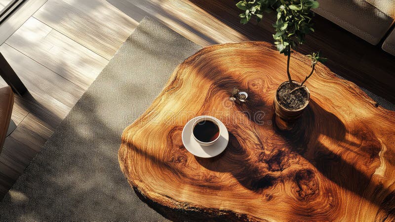 Realistic Coffee Wood Table Stock Photo - Image of generated, vintage ...