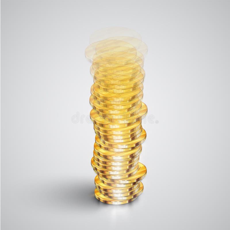 Realistic Coin Tower Fades Away, Vector Illustration Stock Vector ...