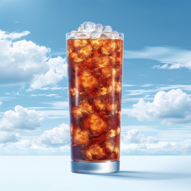Realistic Cold Peach Tea Product Poster with Detailed Rendering on ...