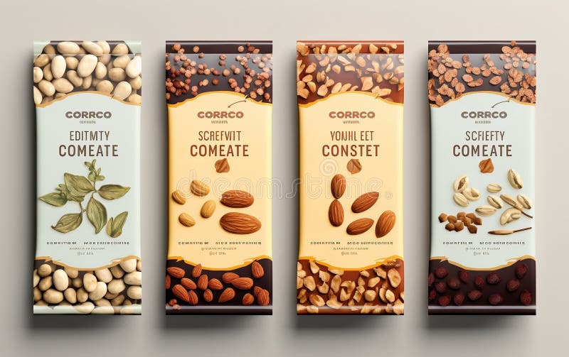 Realistic Collection of Chocolate Packaging Label Generative AI Stock ...
