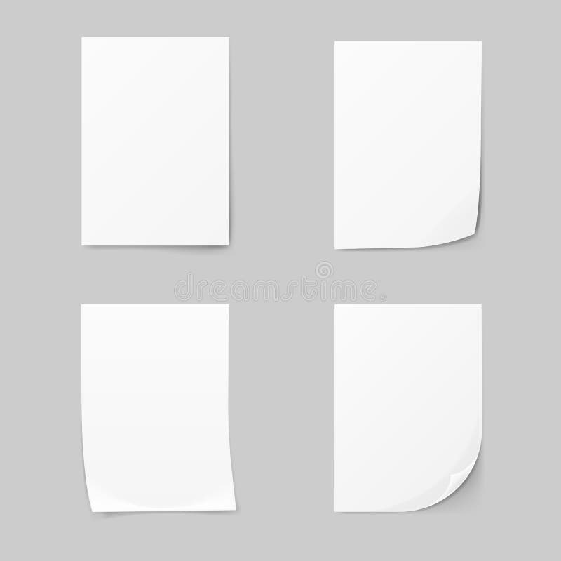 Realistic Collection White Sheet of Paper. A4 Format Paper Set Stock ...