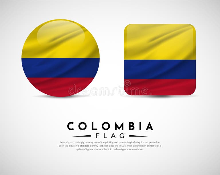 Realistic Colombia Flag Icon Vector. Set of Colombia Flag Emblem Vector ...