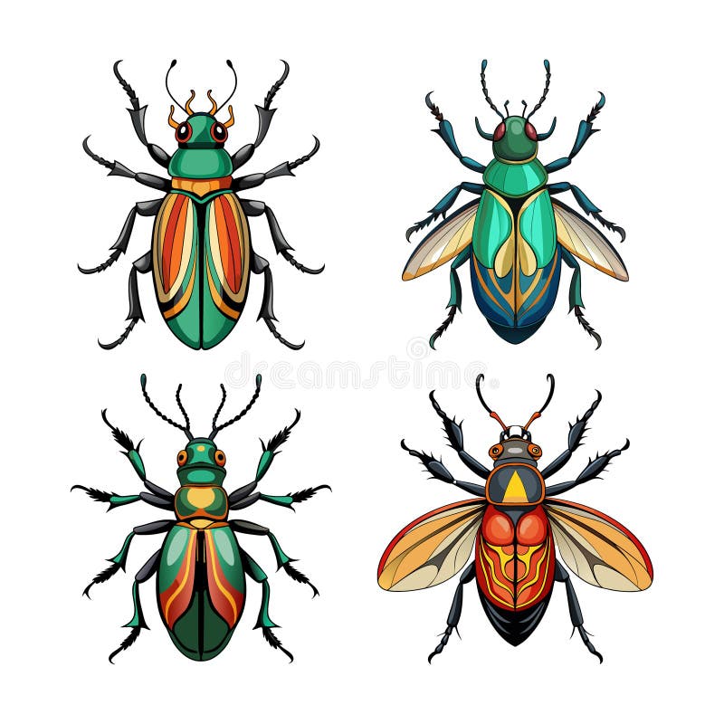 Realistic Color Illustration of Featherwing Beetle Stock Vector ...