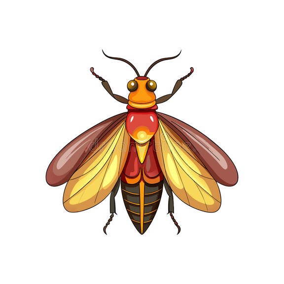 Realistic Color Illustration of Firefly Stock Illustration ...