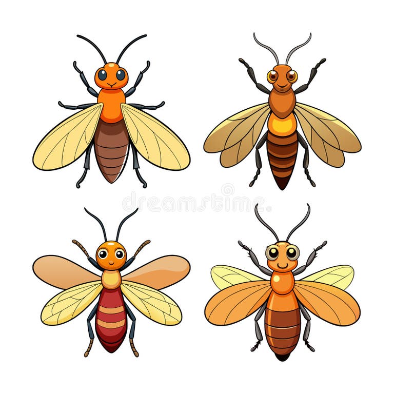 Realistic Color Illustration of Firefly Stock Vector - Illustration of ...