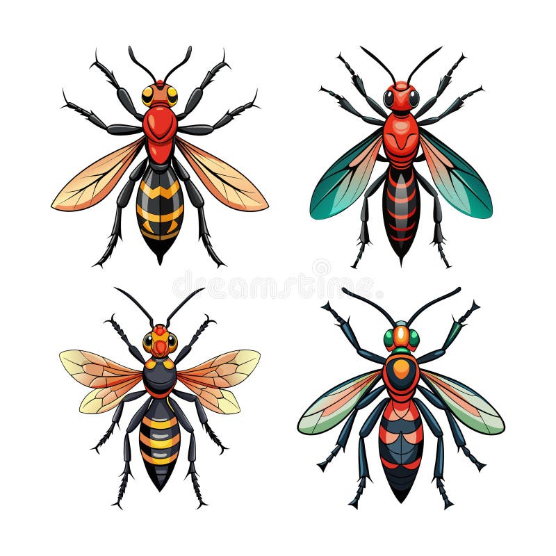 Realistic Color Illustration of Spider Wasp Stock Vector - Illustration ...