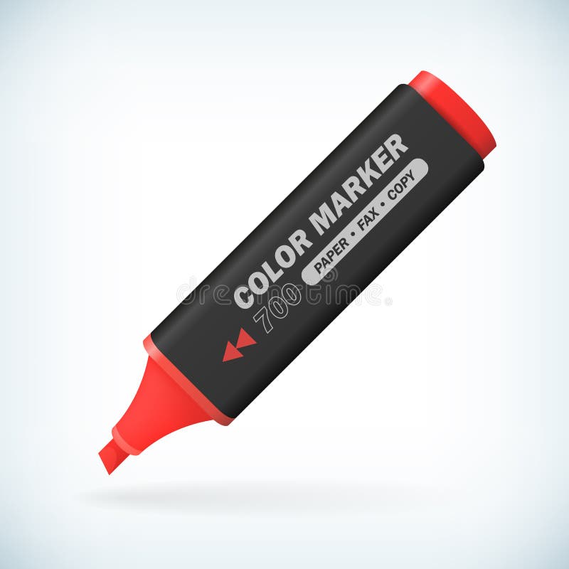 Realistic color marker pen stock vector. Illustration of college - 57623741