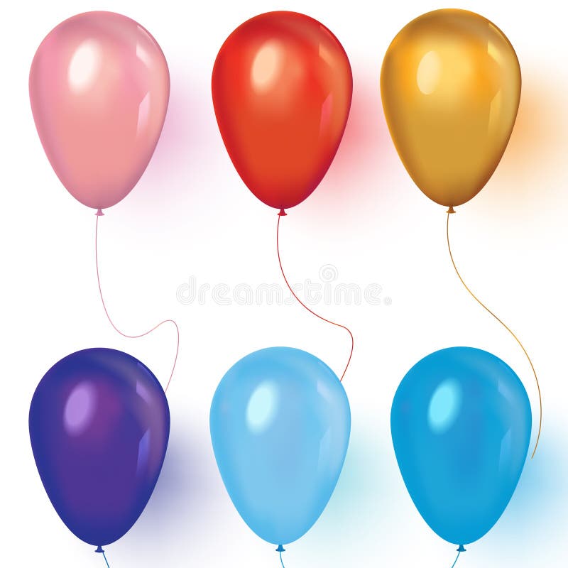 Realistic Colored Balloons on White Background. Vector. Stock Vector ...