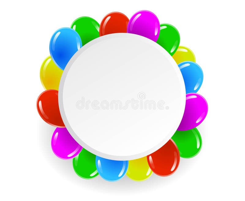 Realistic Colorful Balloons Round Banner Stock Vector - Illustration of ...