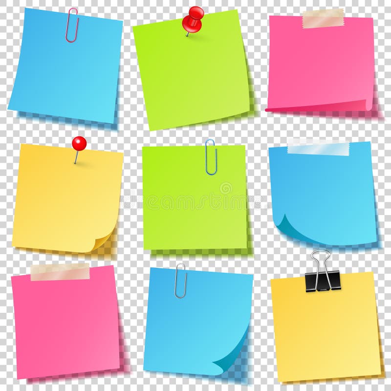 Sticky Reminder Notes Realistic Colored Papers Stock Illustrations – 71 ...
