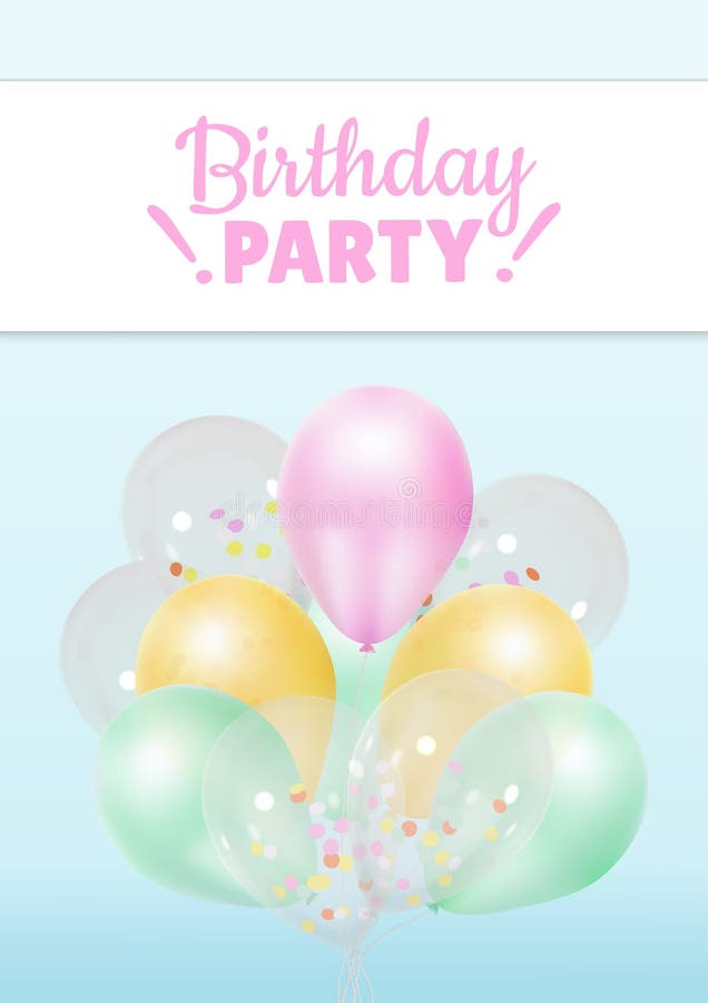 Realistic Colorful 3D Balloons Birthday Poster Stock Vector ...